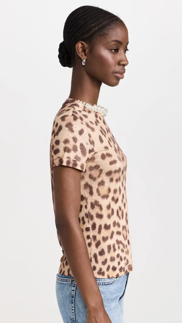 Zimmermann Crush Shrunken Linen Tee In Dark Leopard - 30% Off